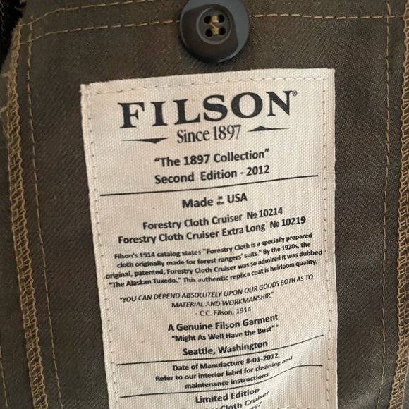 Filson | Jackets & Coats | Filson Forestry Cloth Cruiser Extra Long ...